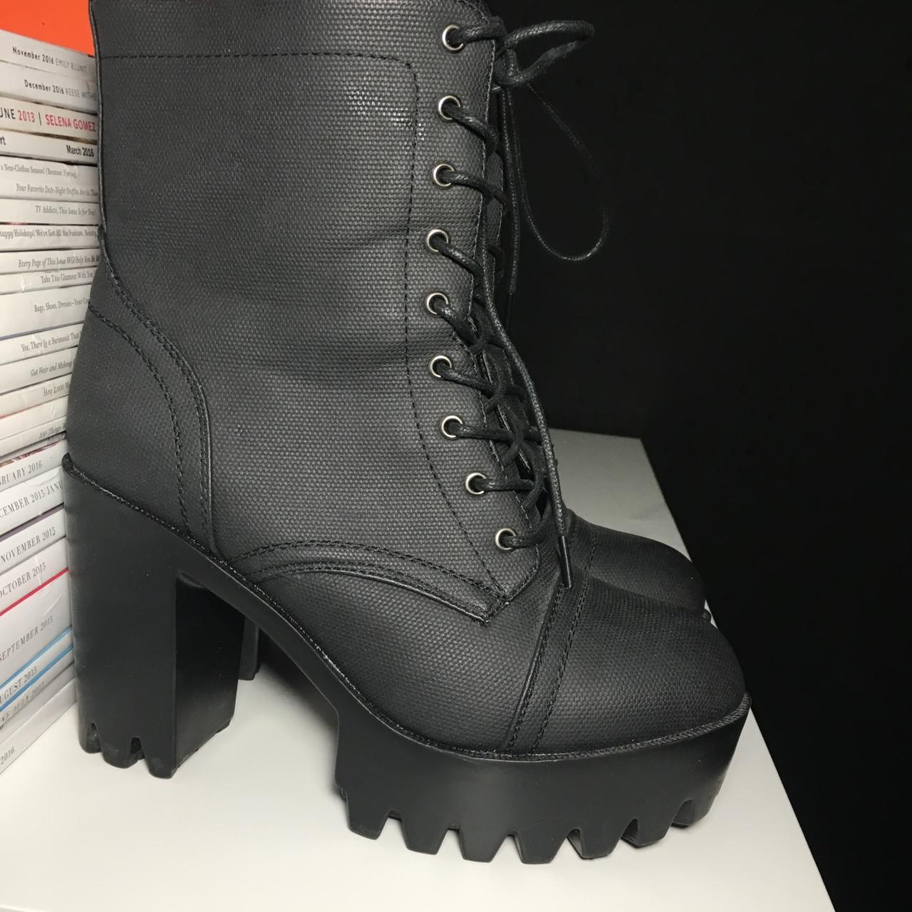 Black Laced Platform Boots Lace Up front platform... - Depop