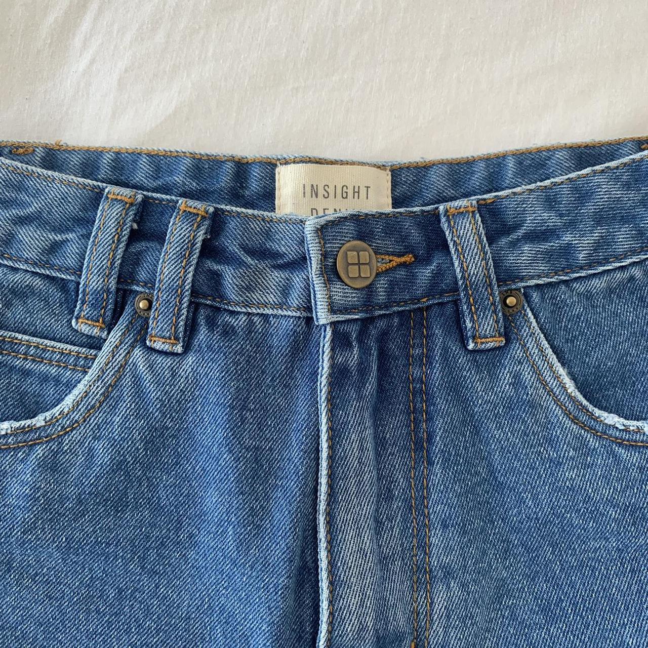 INSIGHT High Waisted Denim Shorts in Blue Size... - Depop