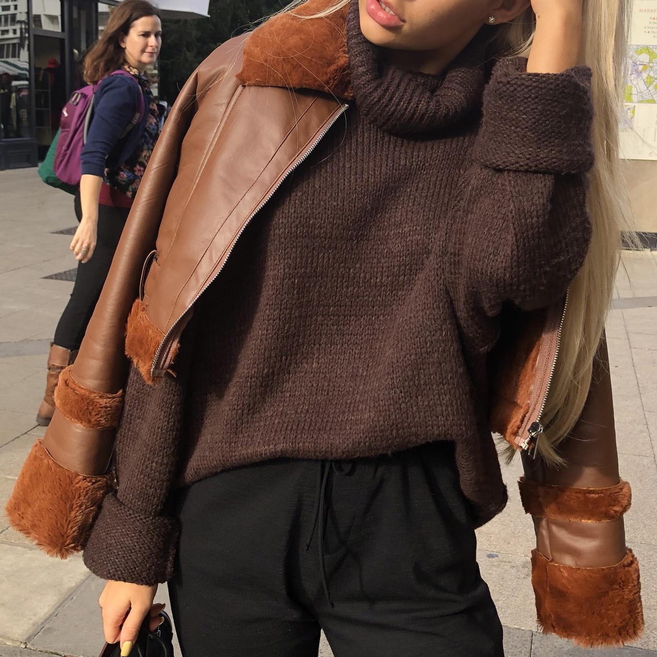 PLT cropped aviator jacket. Worn once. Size 6.... - Depop