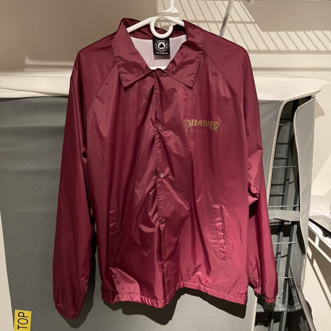 Mens Thrasher Maroon/Burgundy Coach Jacket - sz XL... - Depop