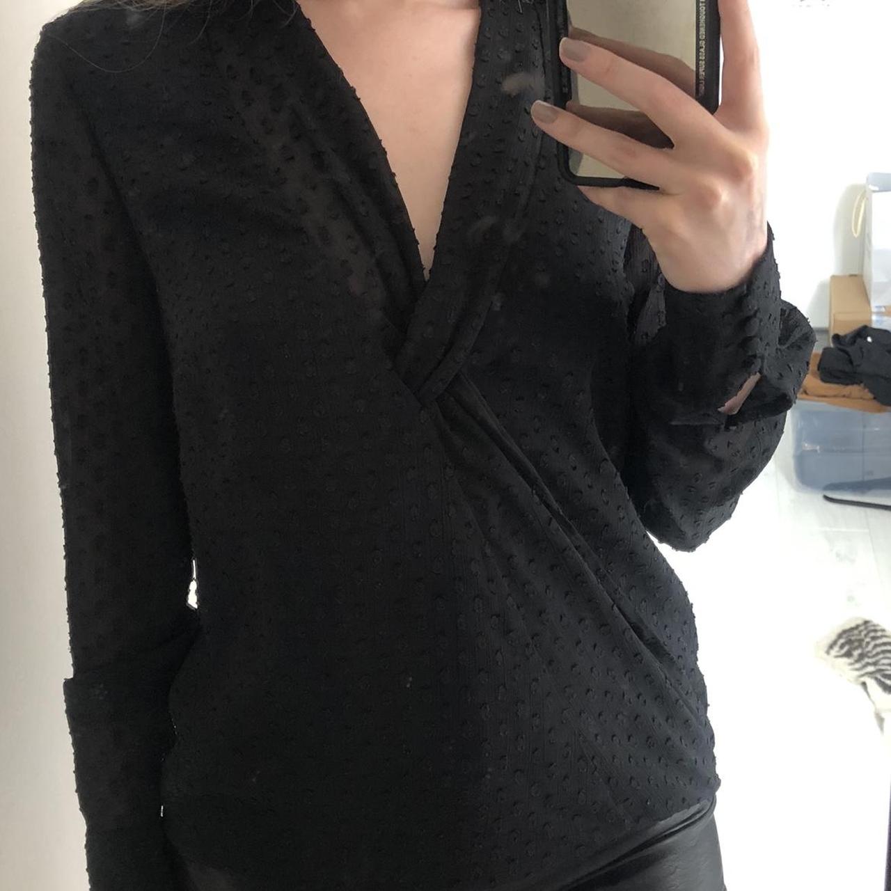 Oasis sheer mesh long sleeve polka dot dotty sporty... - Depop