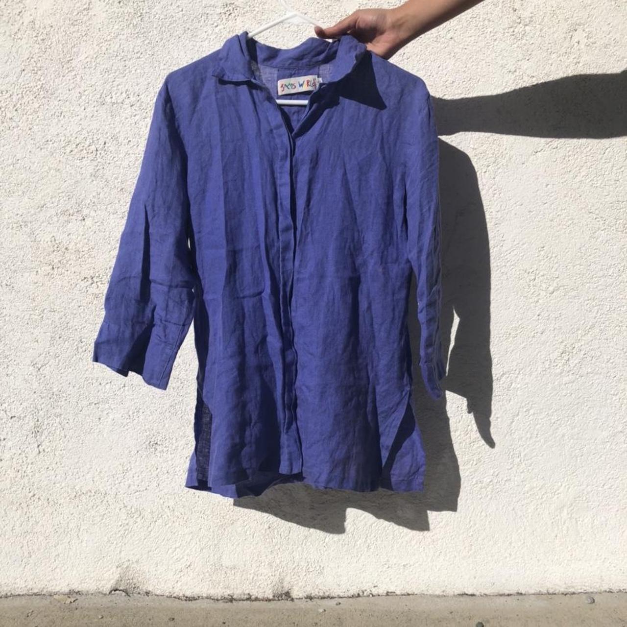 Beautiful beachy linen periwinkle shirt/tunic. Looks... - Depop