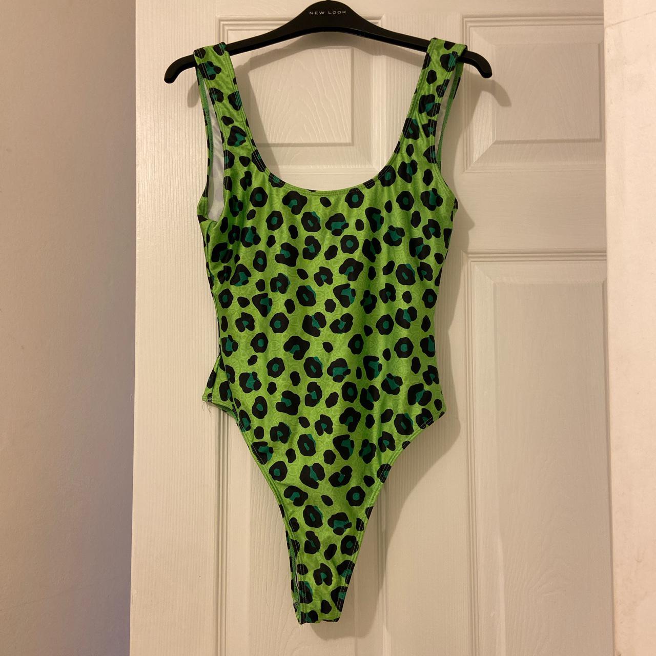 Boohoo green leopard swimsuit/bodysuit, perfect for... - Depop