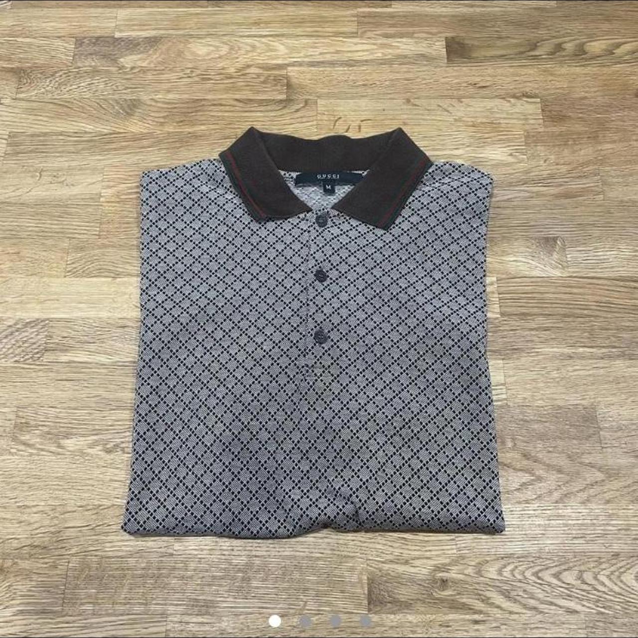 Gucci Pique Polo Shirt In Brown Classic Gucci Red Depop