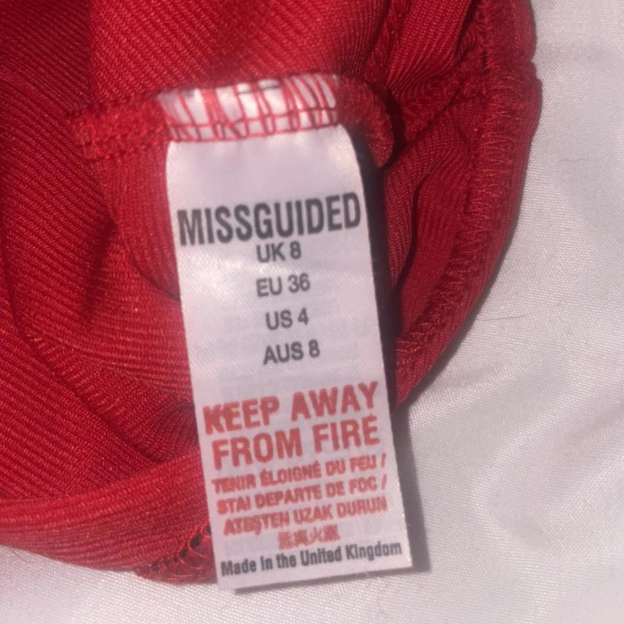 Missguided red squared off V Neck bodysuit - size 8... - Depop