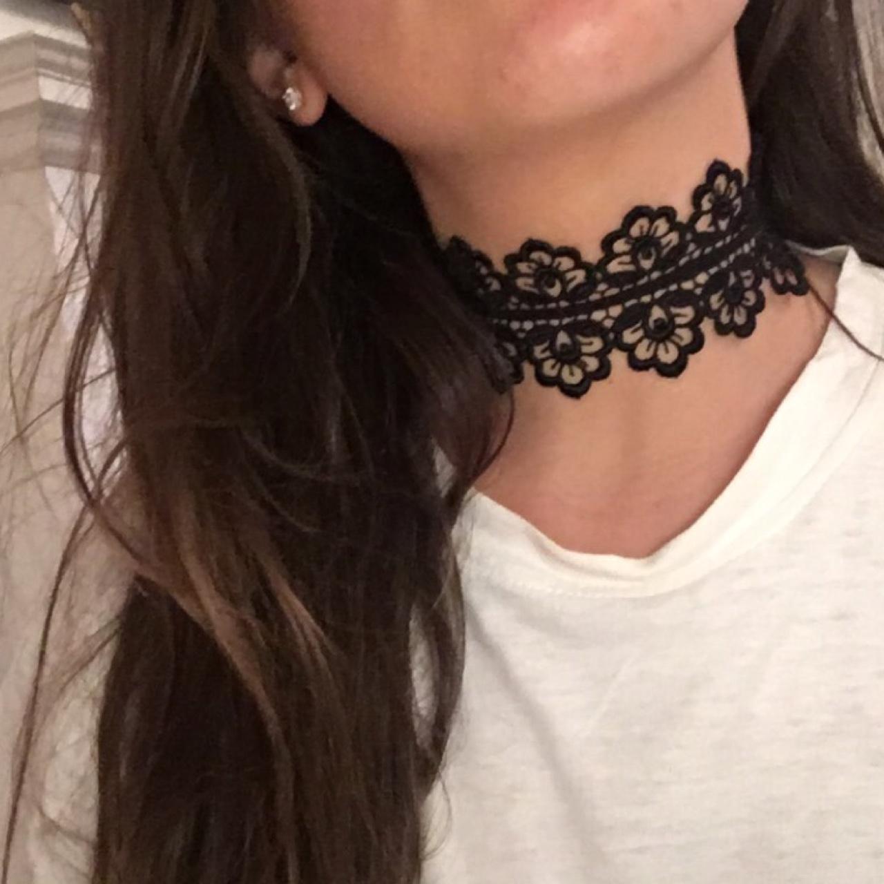 Black Lace choker - Handmade • tie neck at the back... - Depop