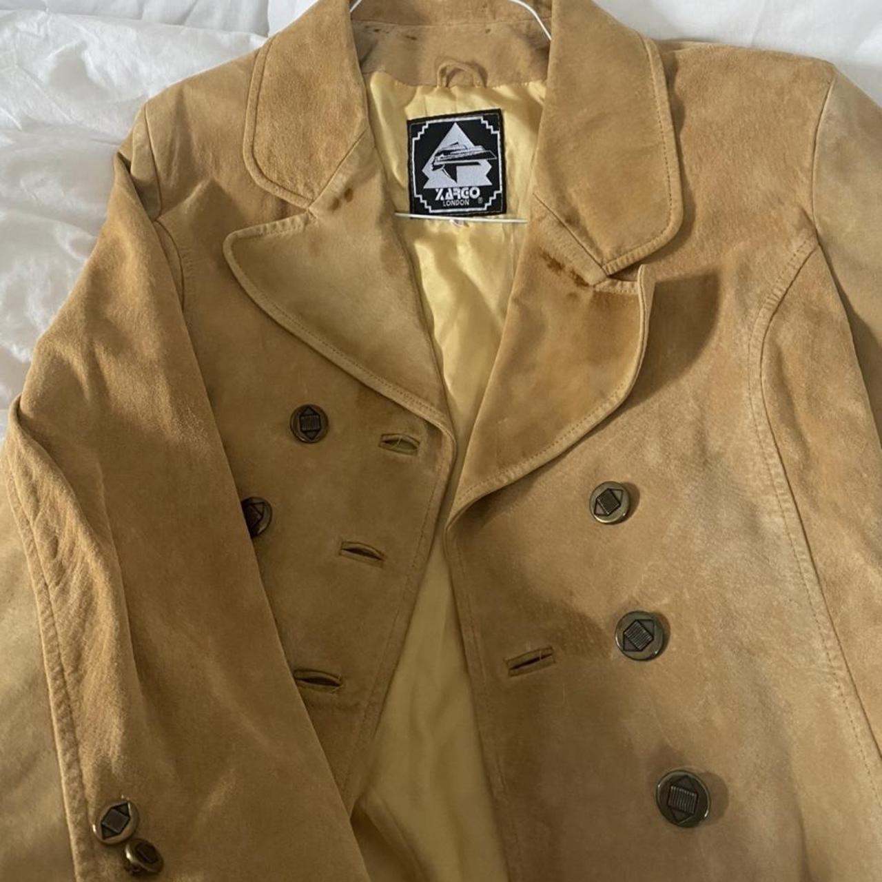 Vintage tan Suede jacket fitted style size Small... - Depop