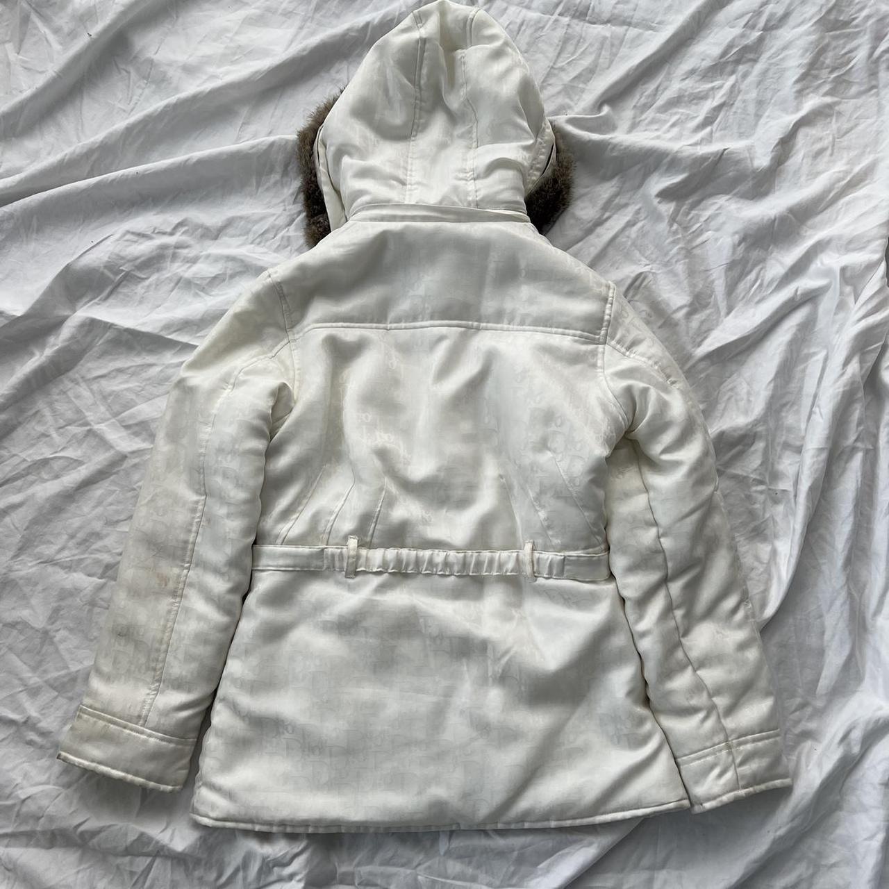 Dior white jacket with fur hood | Depop