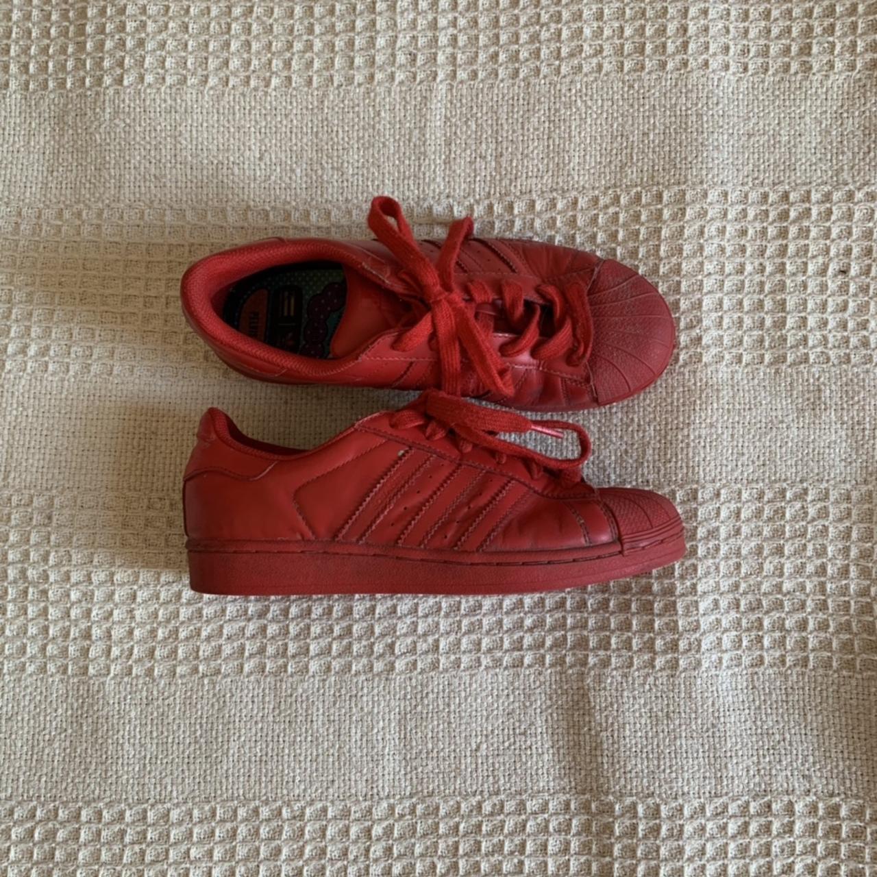 sick triple red adidas superstars love these, such... - Depop