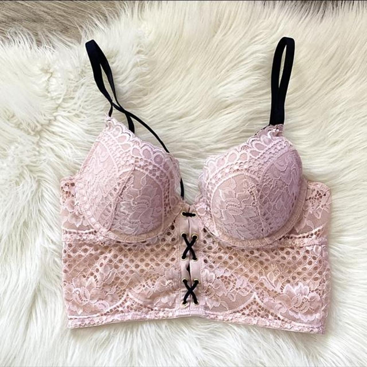 Super cute pink & black bra top Size is small. ... - Depop