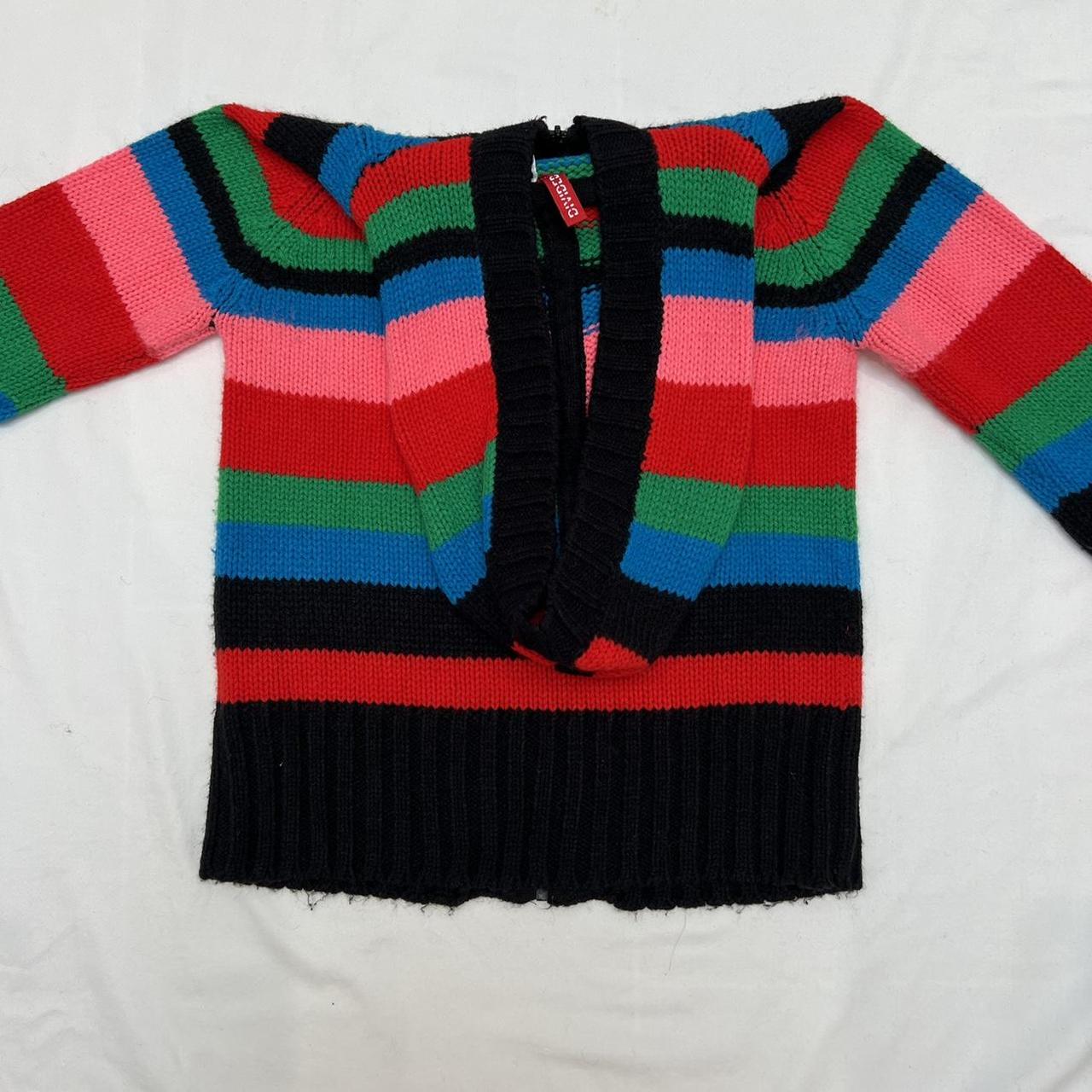 Colourful stripey zip up knit hoodie Bright coloured... - Depop