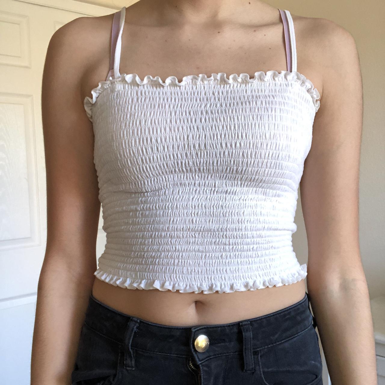 super cute white john galt ruffled tank tank !... - Depop