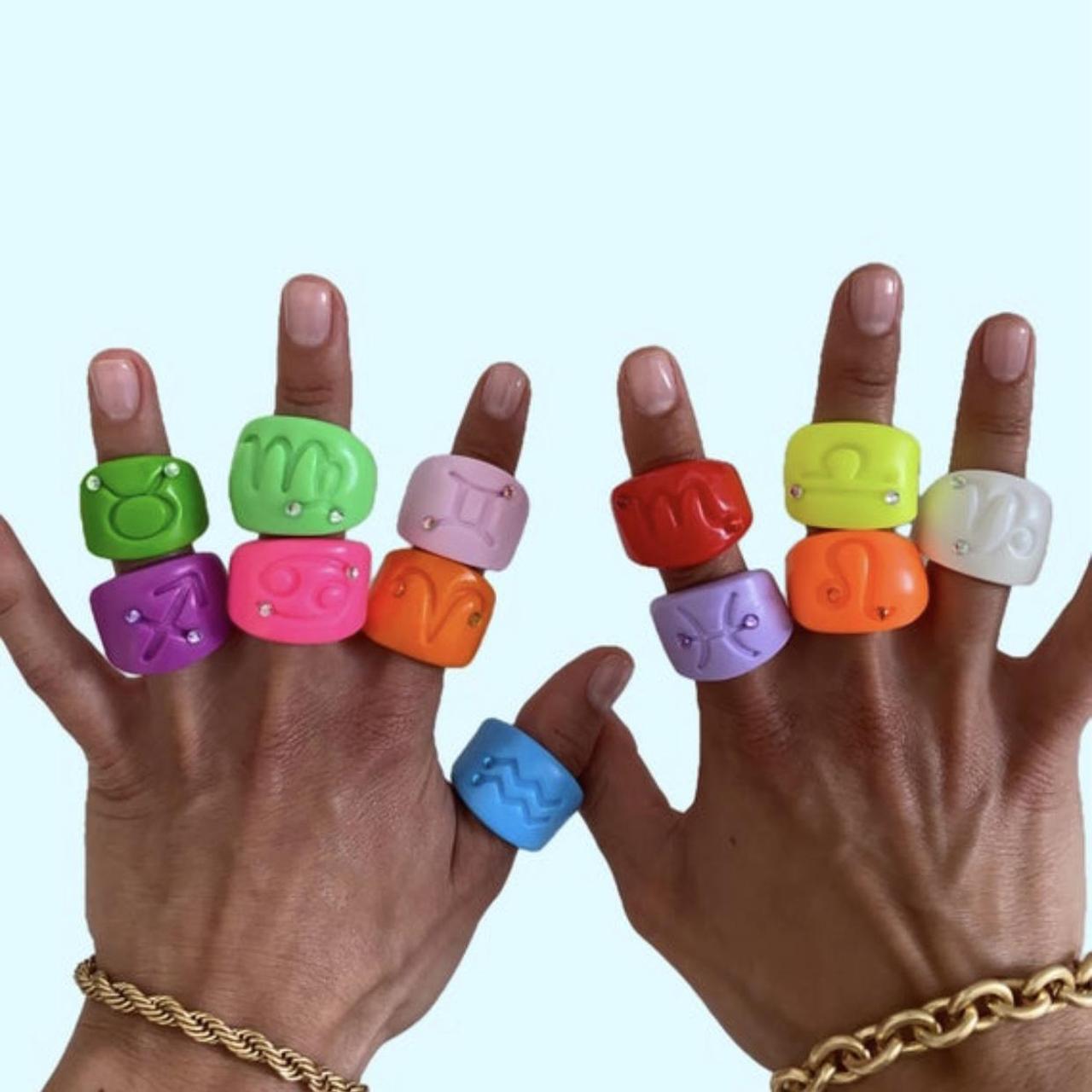 ZODIAC CHUNKY RINGS. Bold, fun and vibrant chunky... - Depop