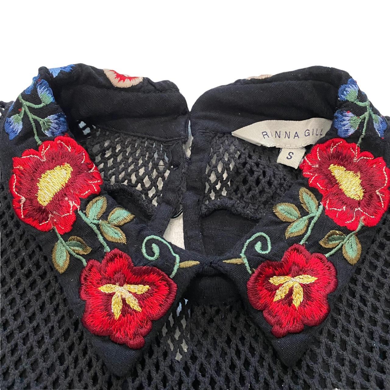 Ranna Gill Anthropologie Collar Mesh Puff Sleeve... | Depop