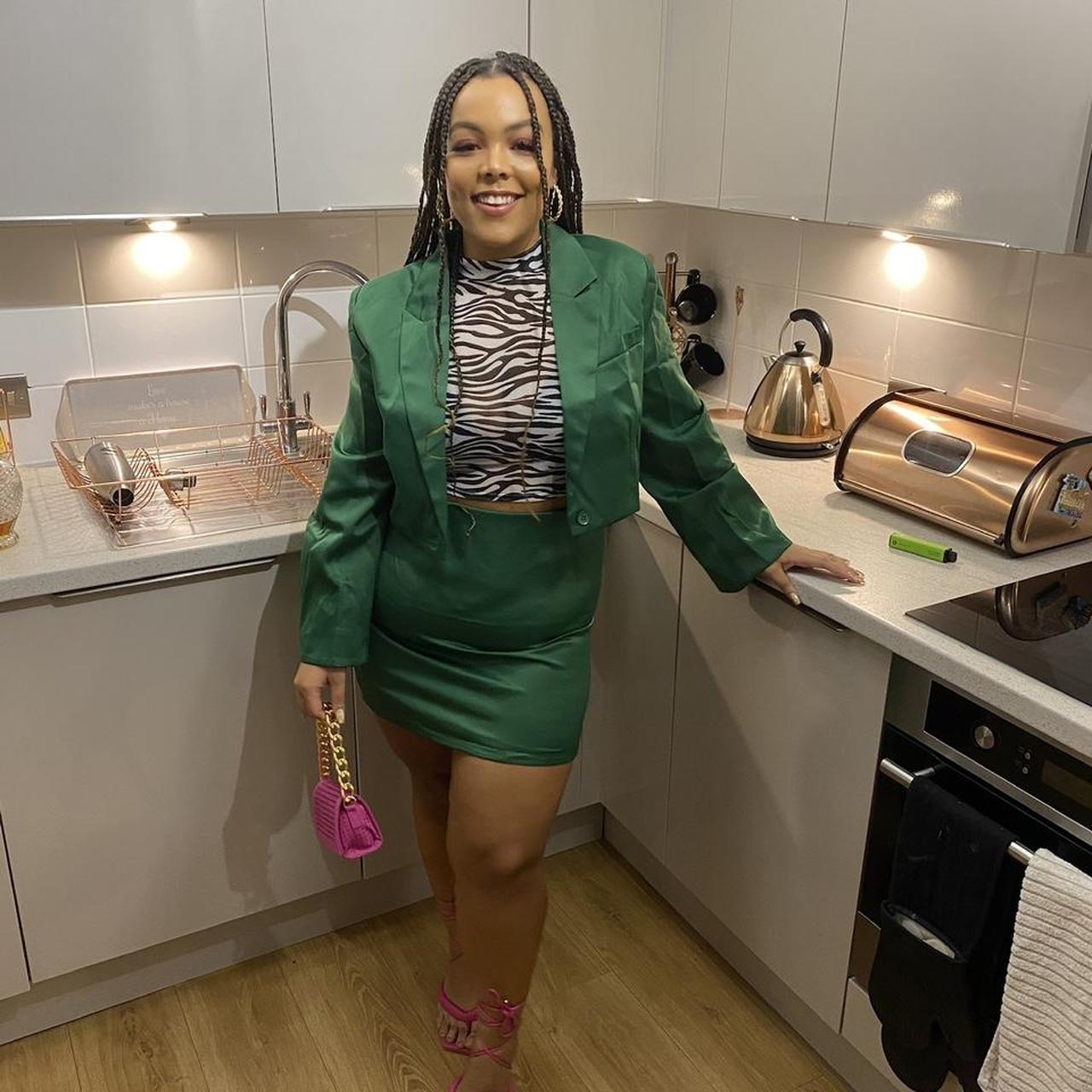 Missguided Satin Green Coord Two Piece Get both for... - Depop