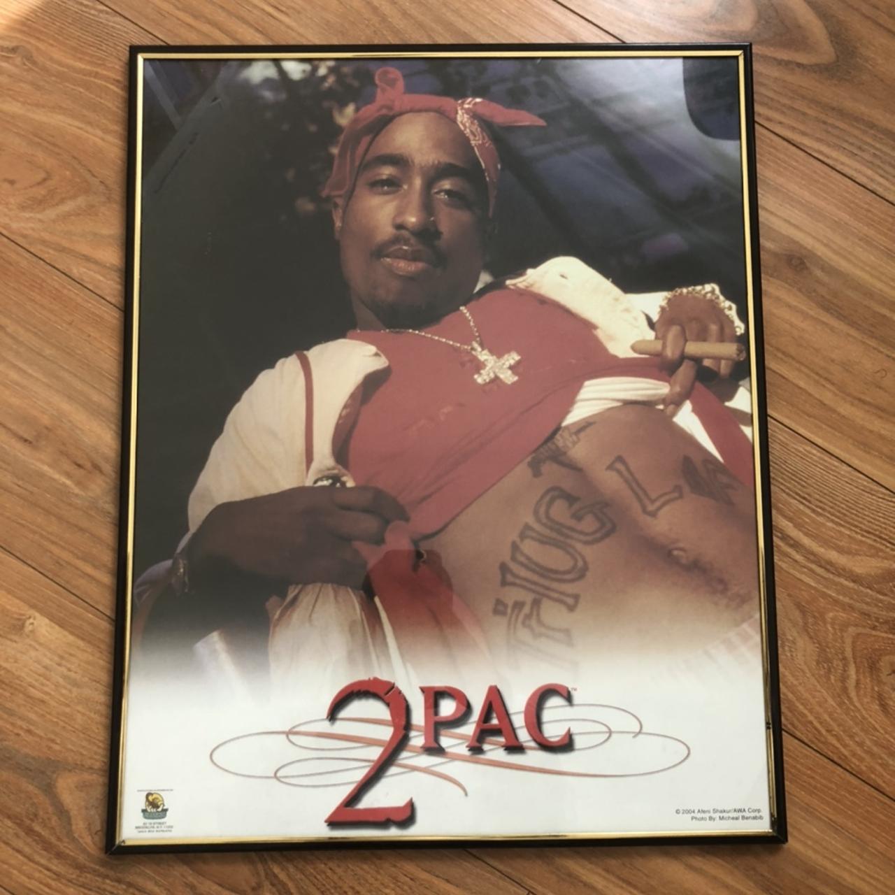 Tupac 21”x 16” framed poster. Frame is broken at the... - Depop