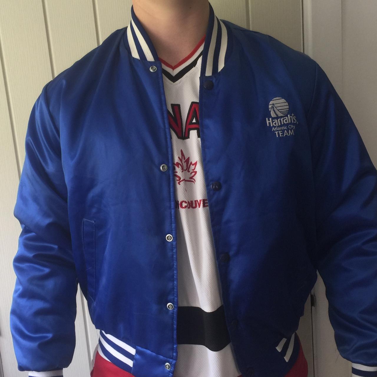 Bright blue bomber jacket. Size Large, could fit a ... - Depop