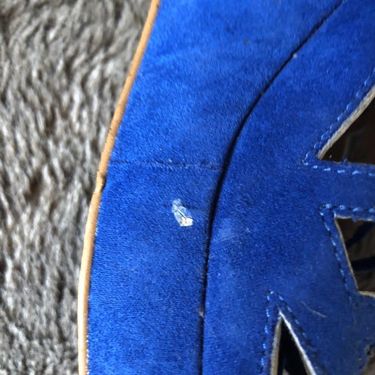 Cobalt blue wedge suede lace up heels Worn once,... - Depop