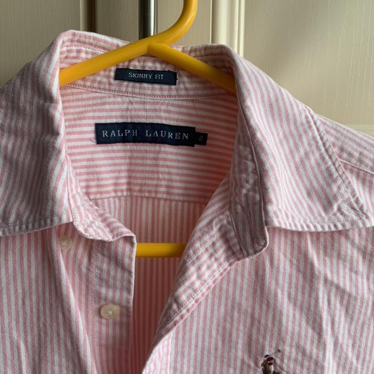 Ralph Lauren 100% cotton slim fit pink and white... - Depop