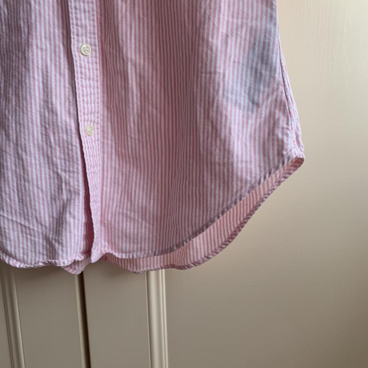 Ralph Lauren 100% cotton slim fit pink and white... - Depop