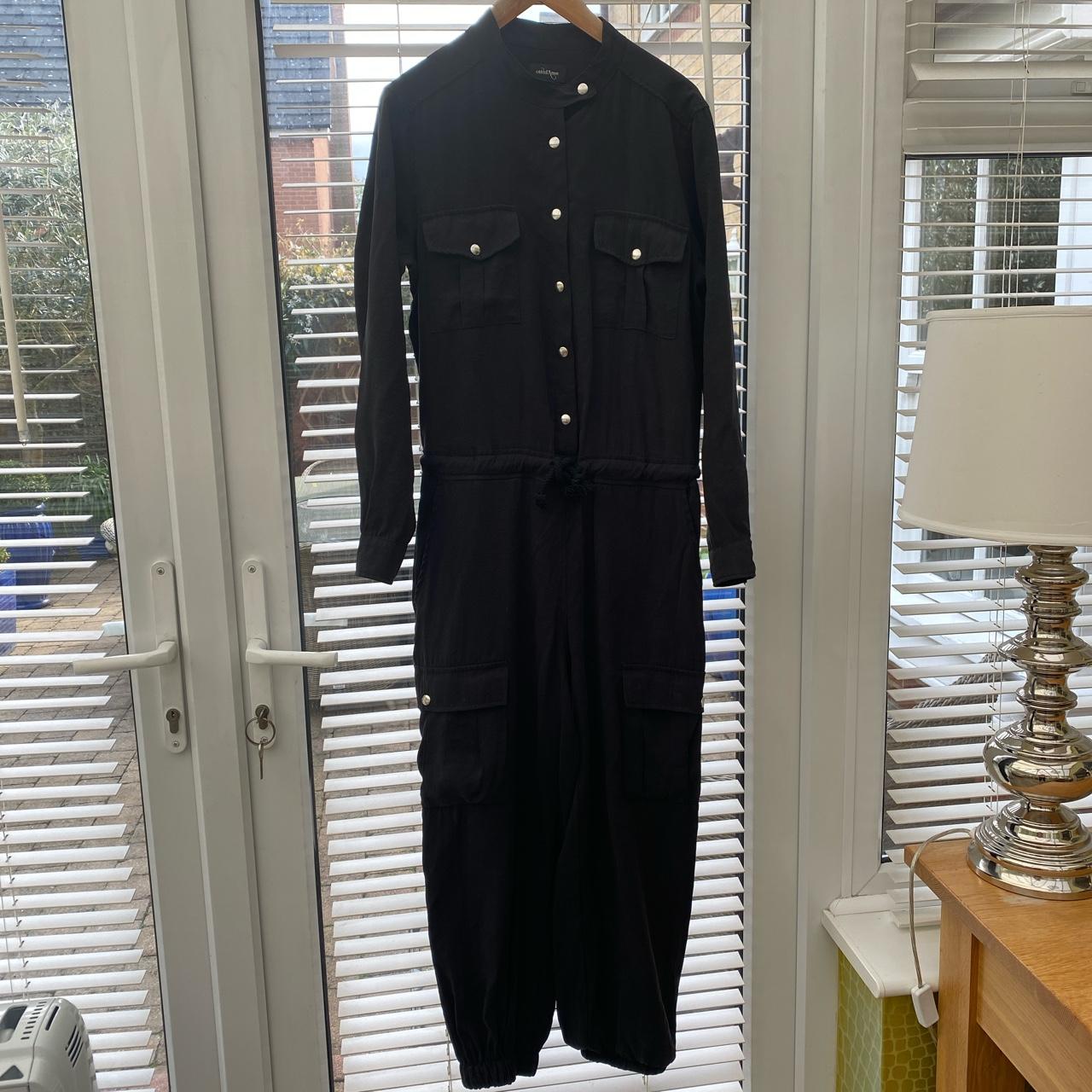 Black cotton jumpsuit with pocket detail UK size 10... - Depop