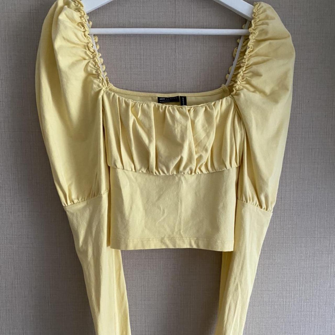 Asos yellow puff sleeve top Size - 6 Worn... - Depop