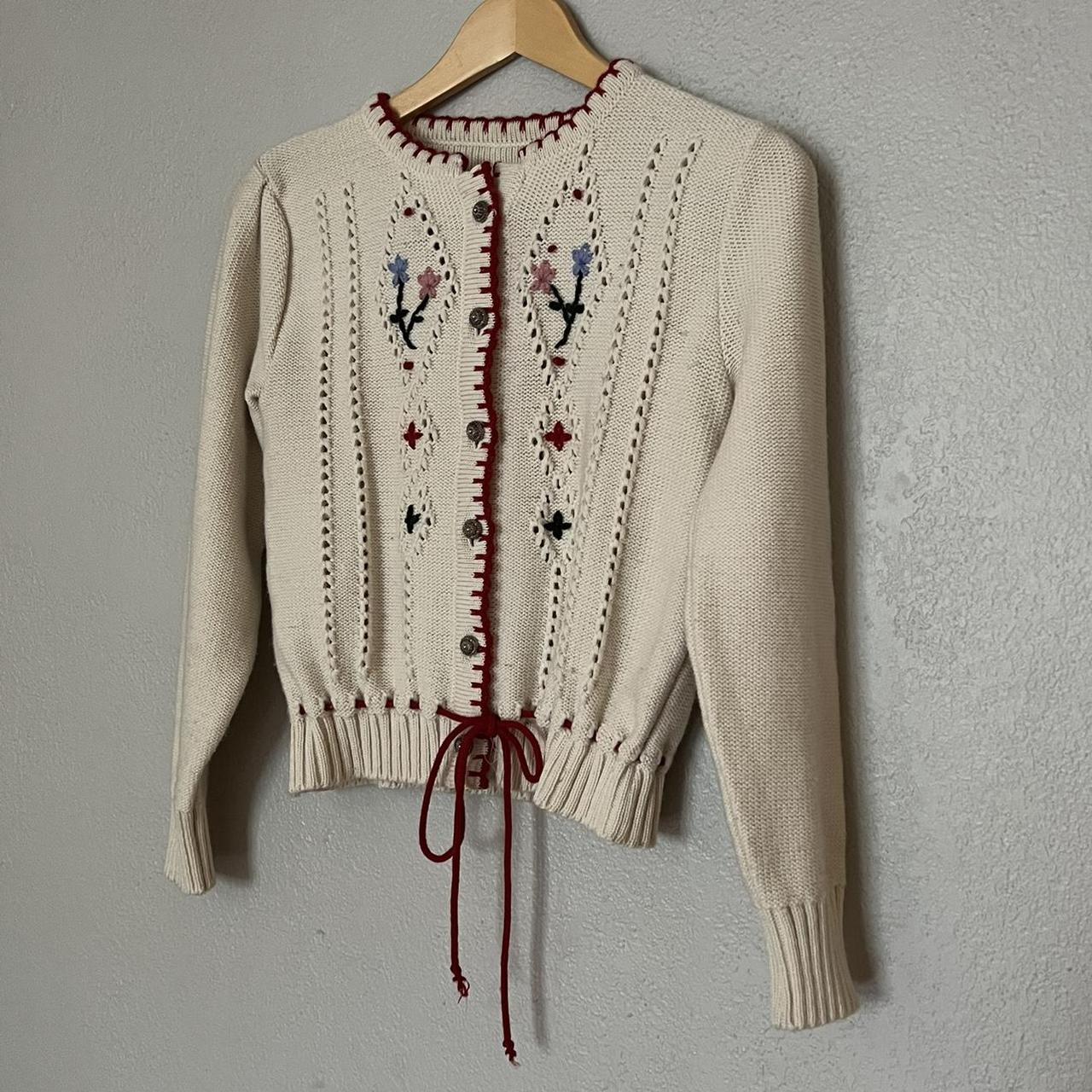 Vintage French Wool Cardigan Drawstring waist x... | Depop