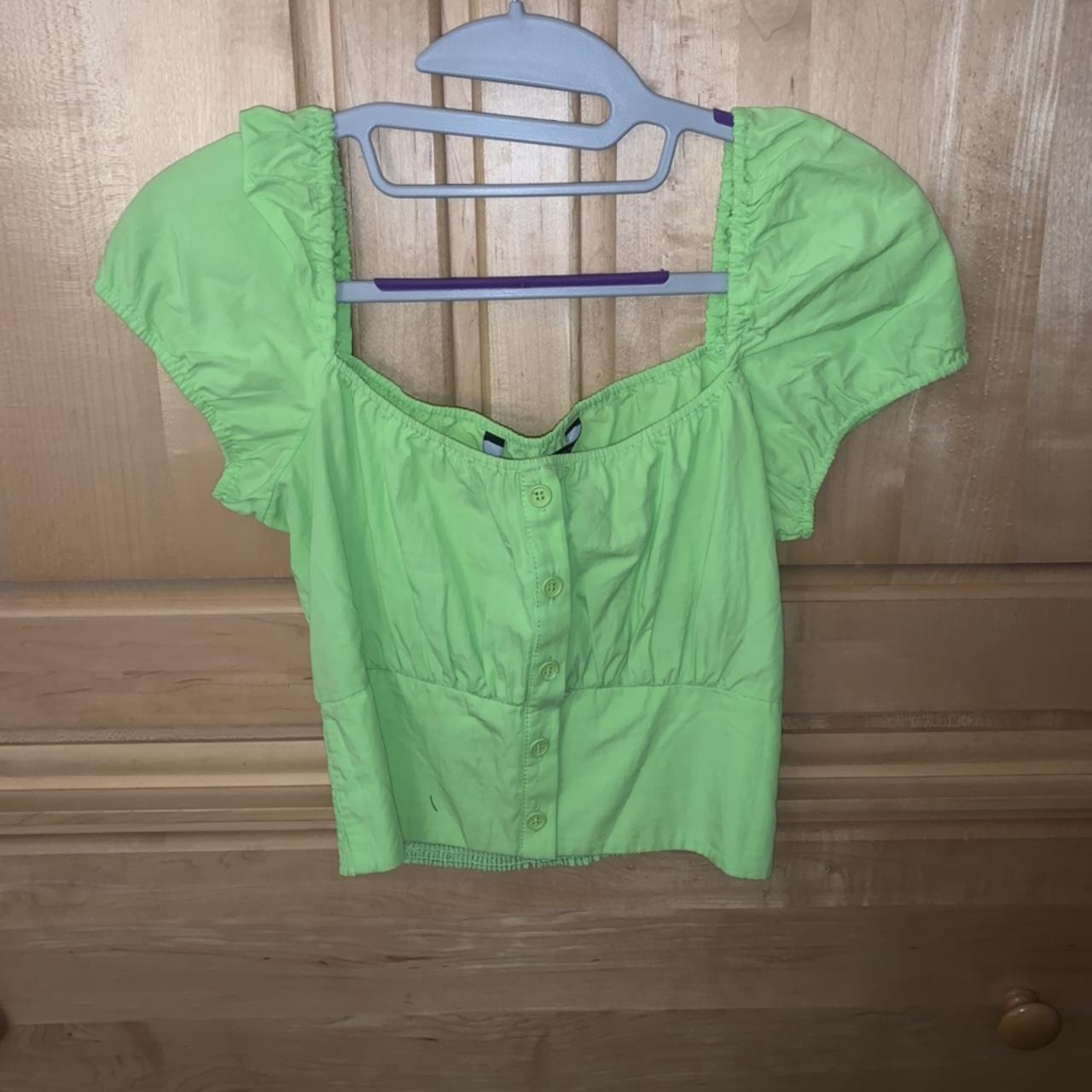 Great condition lime green Zara top. Small hole by... - Depop