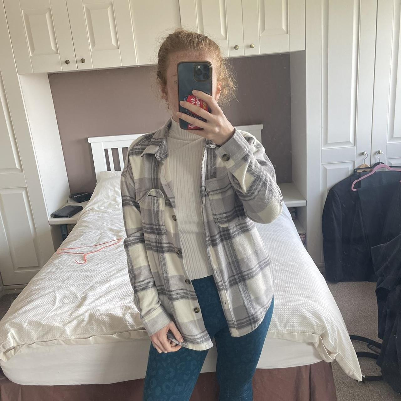 Hollister shacket Boyfriend fit Oversize checked... - Depop