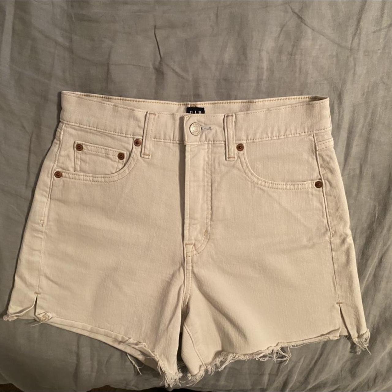 Cream colored high waisted jean shorts, only worn a... - Depop