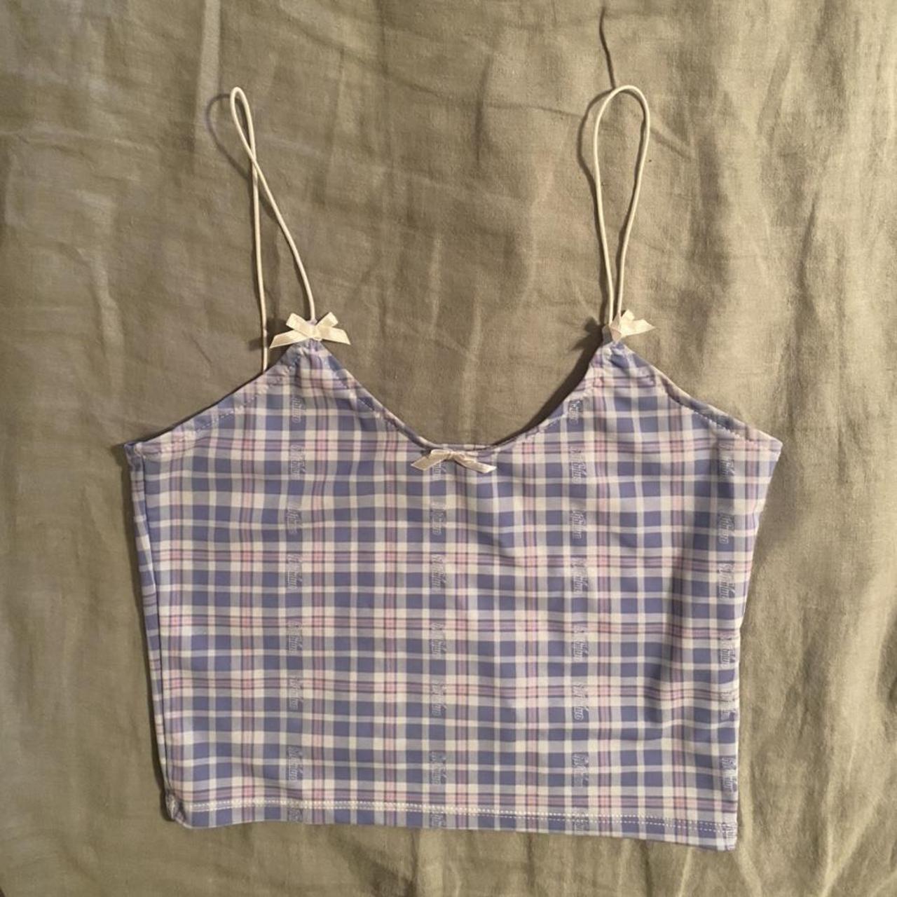 O-mighty purple gingham cropped tank, only worn a... - Depop