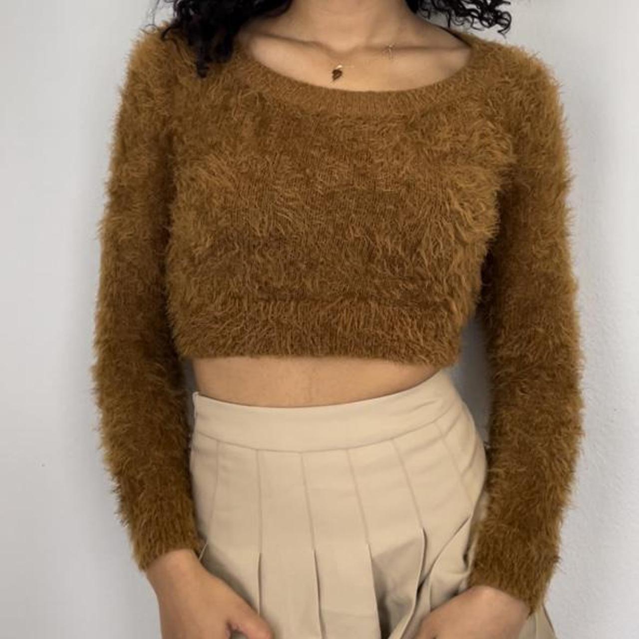 American Apparel Cropped Fuzzy Sweater - Depop