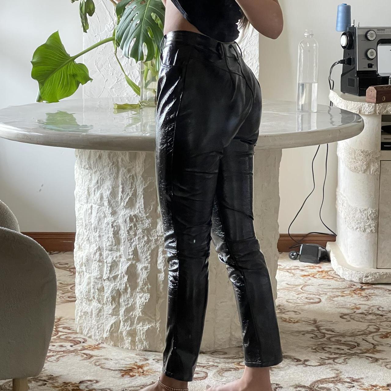 Black Vinyl Pants With Button Closure Perfect Depop