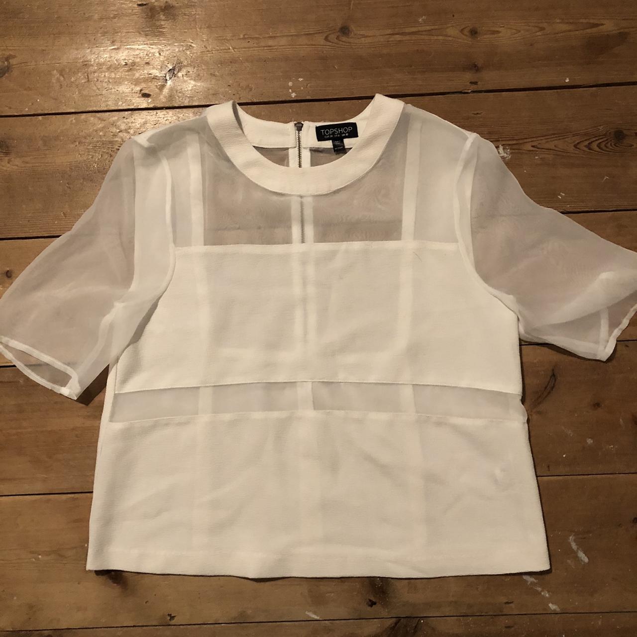 Topshop white sheer top. Size 10. (2) - Depop