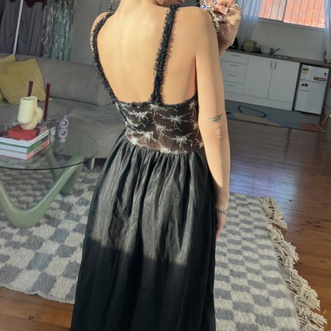 Fairycore - black vintage sheer maxi dress with mesh... - Depop