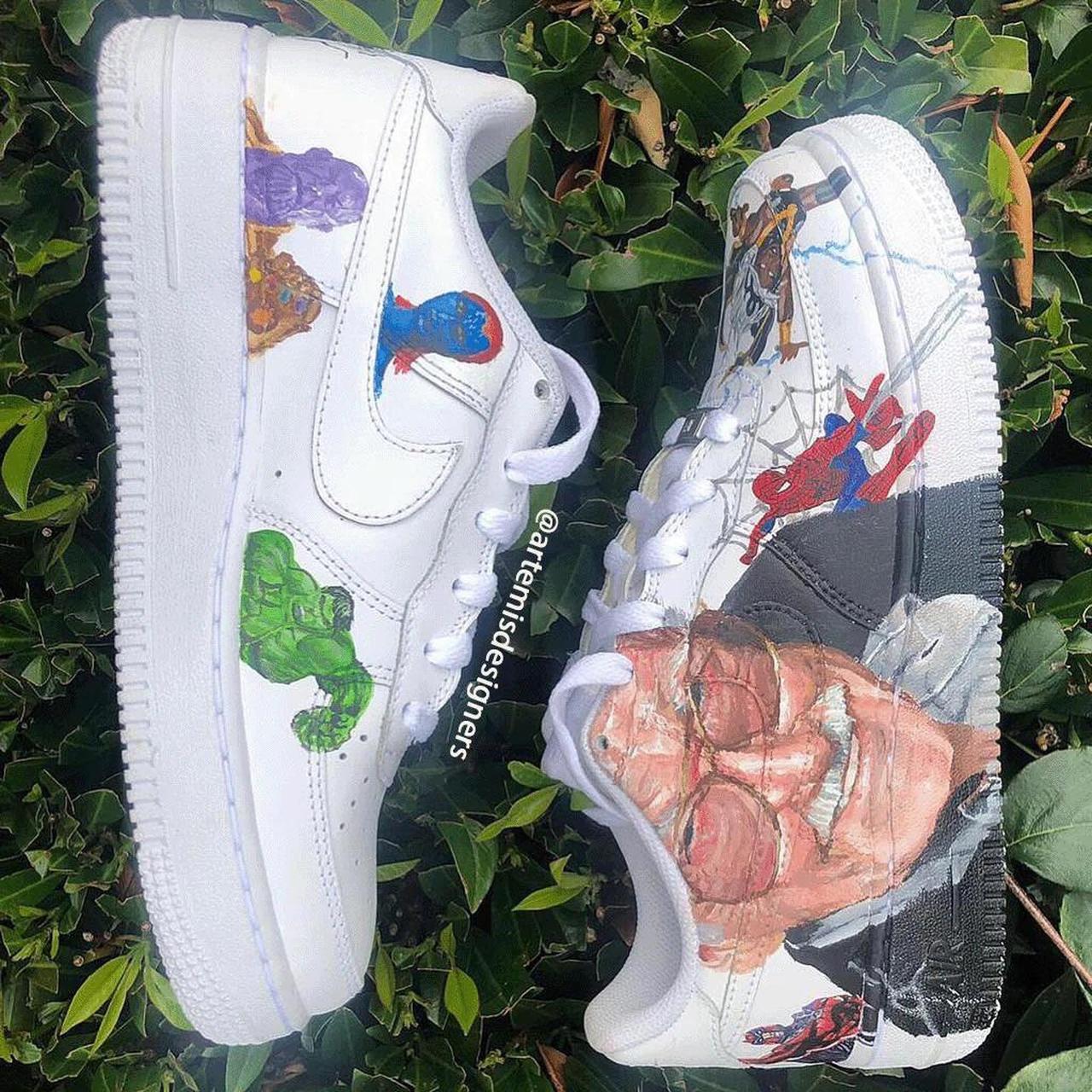 Custom Marvel AF1s. With marvel characters and Stan... - Depop