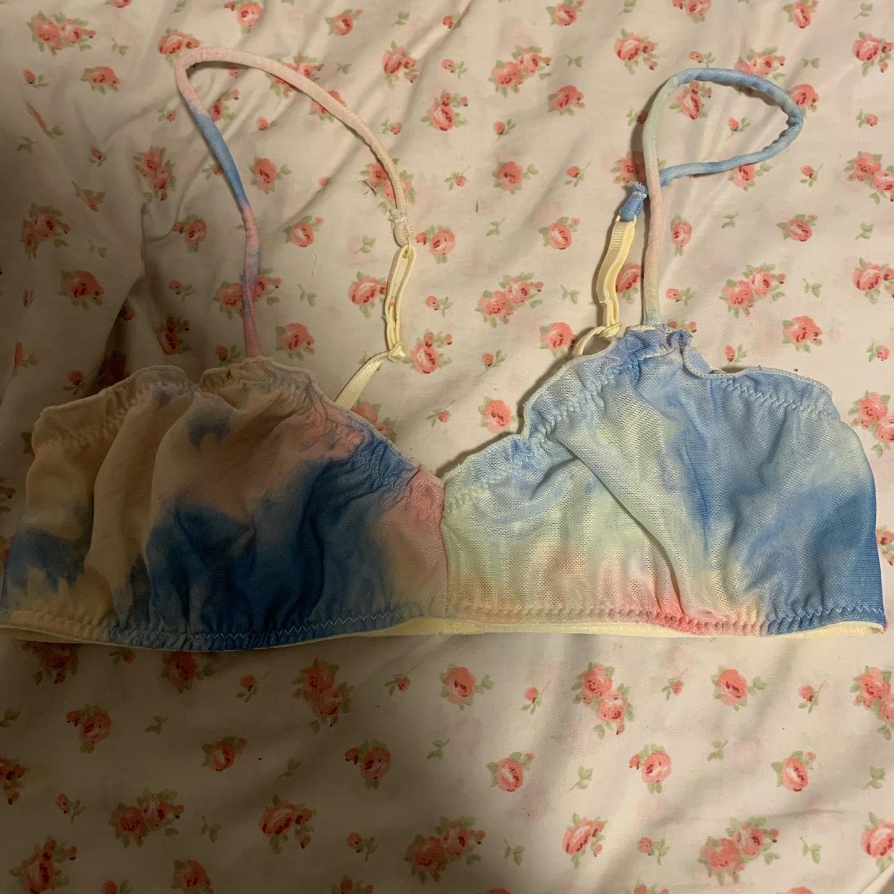 Pastel tie dye bralette Size small with adjustable... - Depop