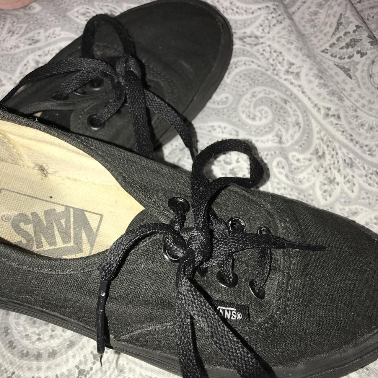 Triple black classic authentic canvas vans size 3,... - Depop