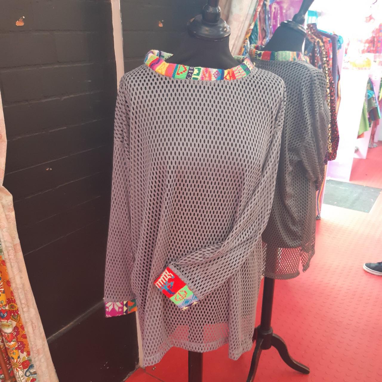 Jumper in grey sports mesh. Feature side vents,... - Depop