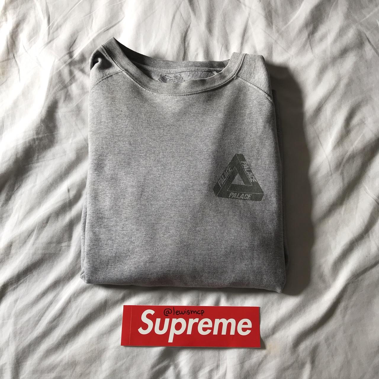 🔥GREY REFLECTIVE PALACE CREWNECK🔥 9/10 condition,... - Depop