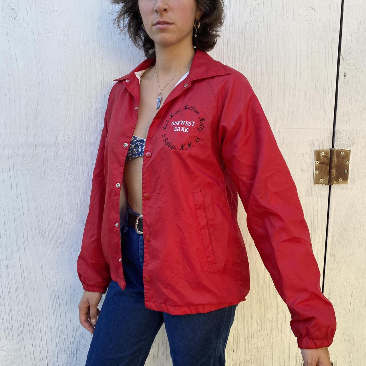 Vintage 80s Red Windbreaker Jacket Size marked:... - Depop
