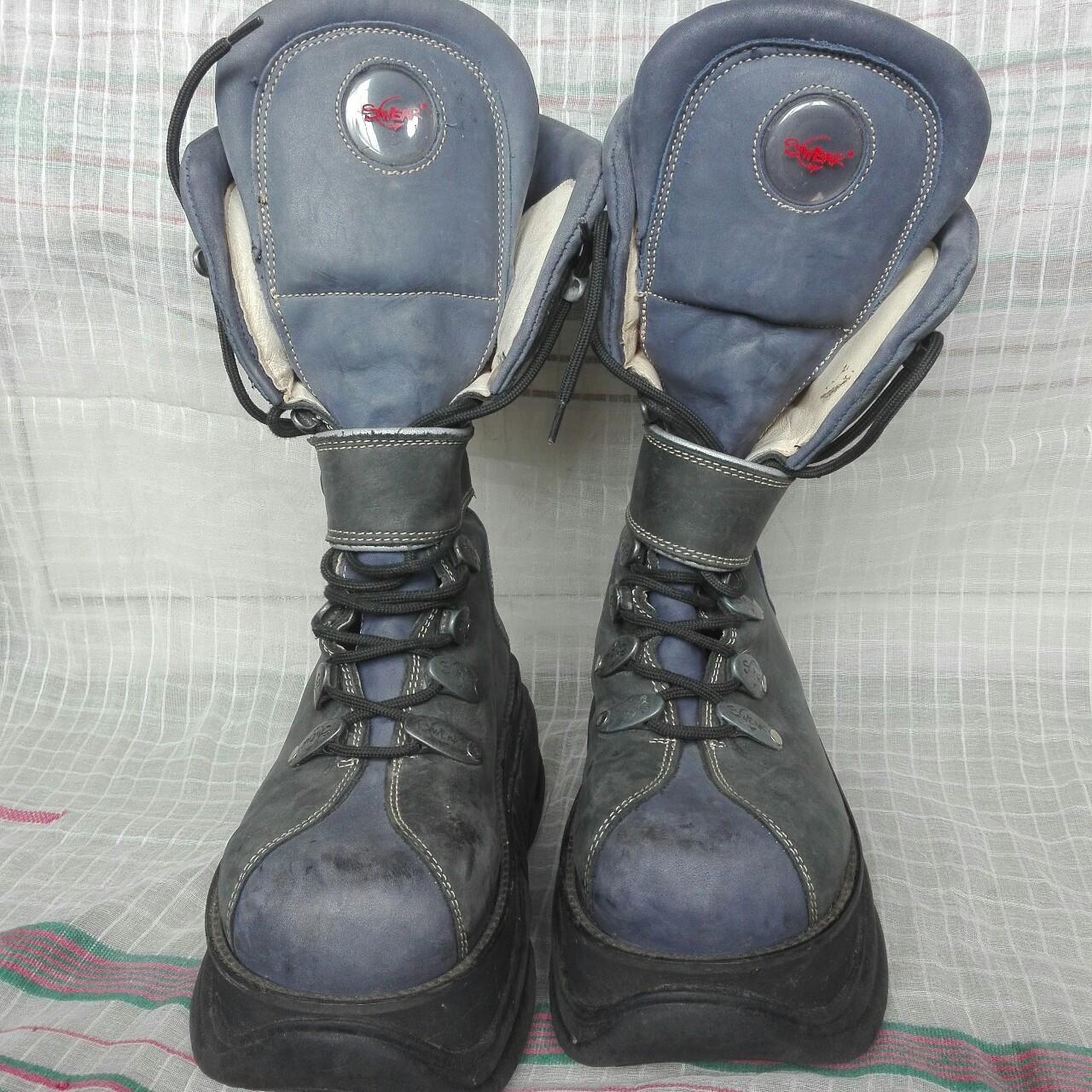 Rare vintage Swear Platform Boots size 4 Blue... - Depop