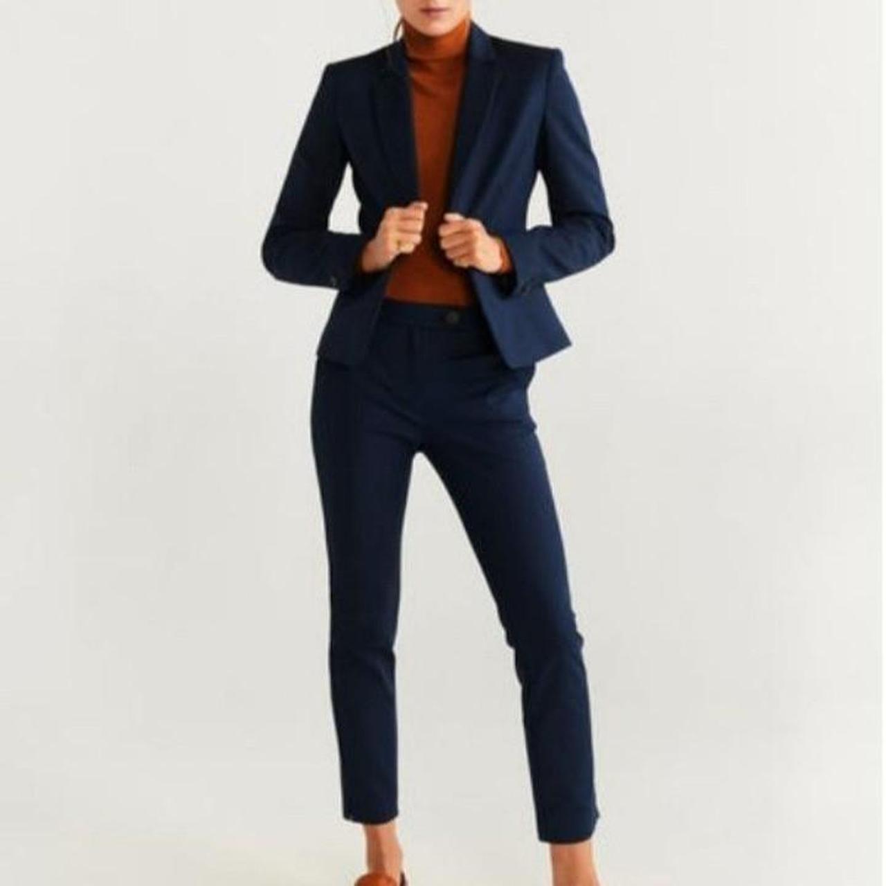 Navy blue Mango ladies suit Size 6-8 (labels read... - Depop