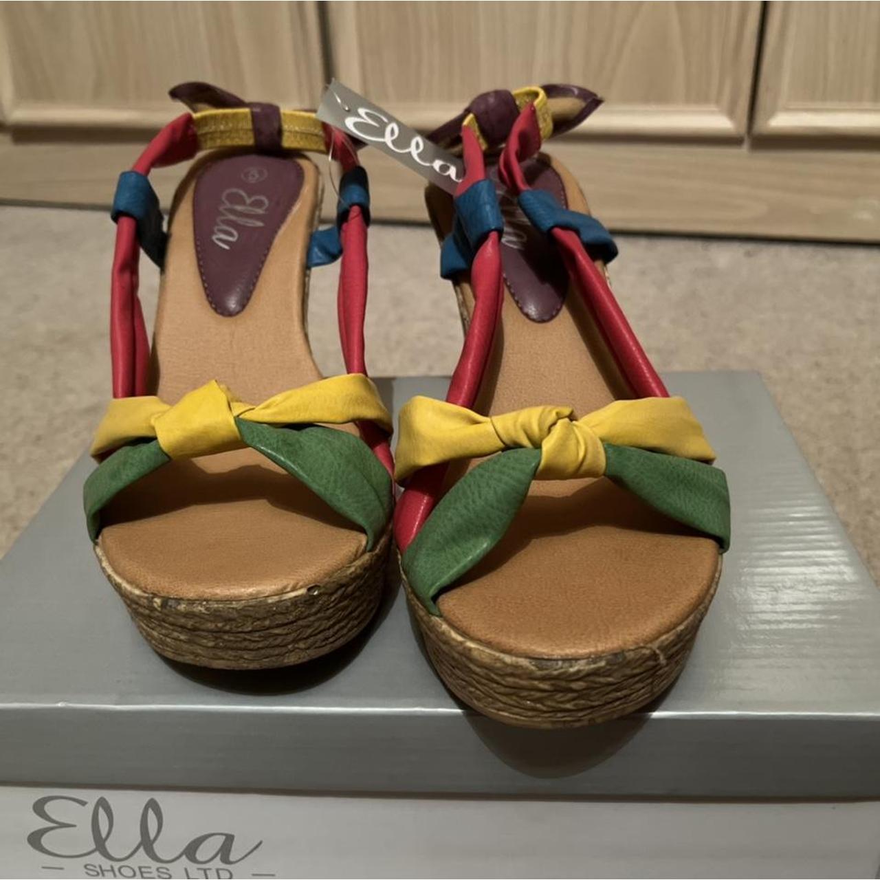 Wedges with soft rainbow straps elasticated at the... - Depop