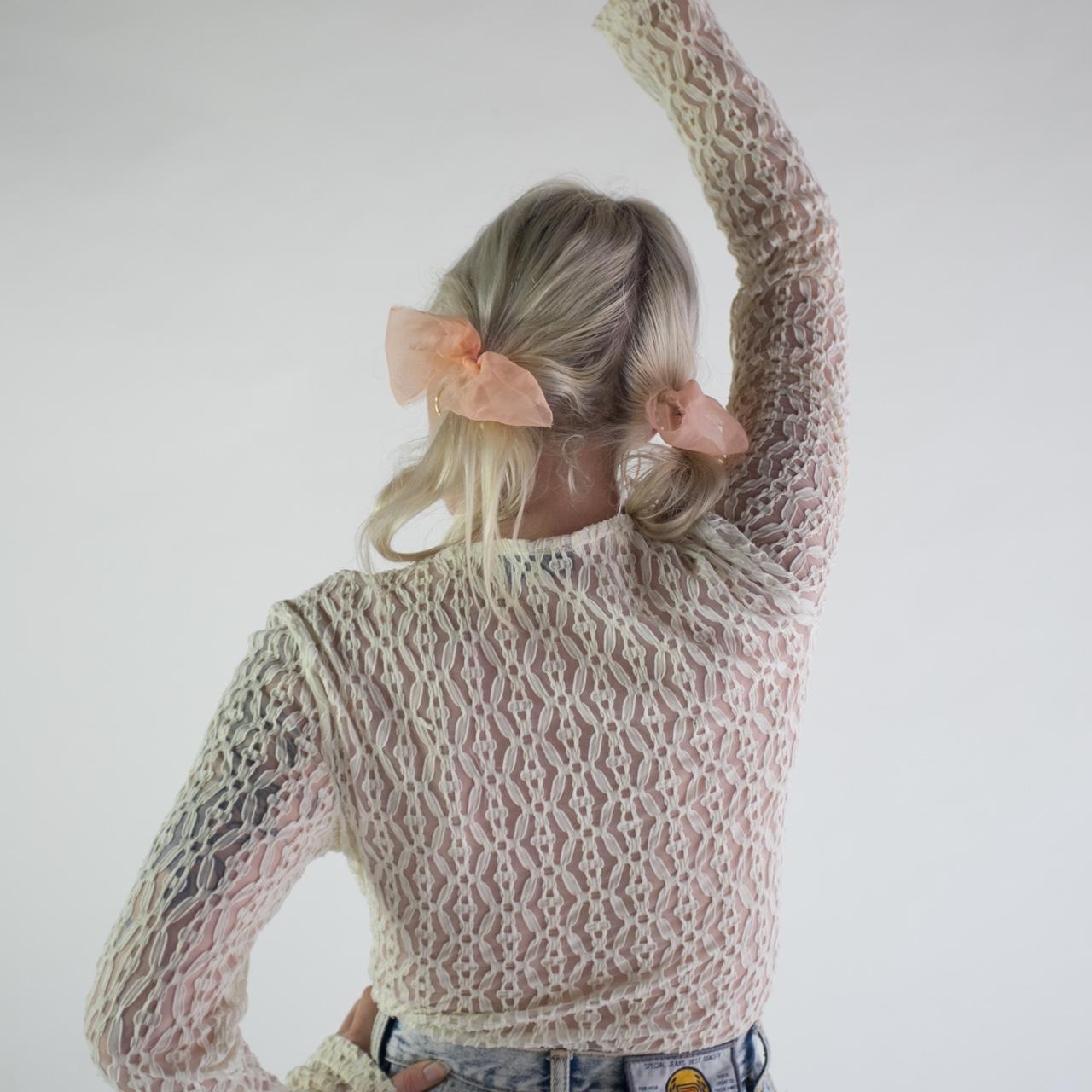 Very low cut detailed sheer top with long... - Depop