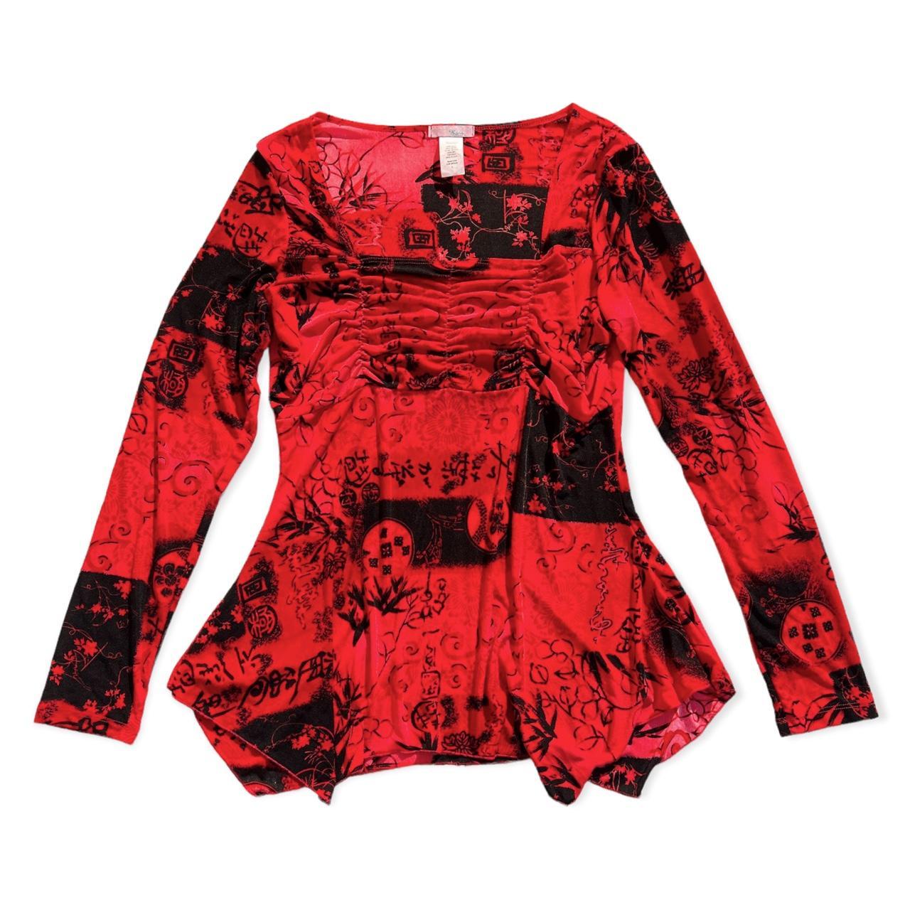 Women's Red and Black Blouse | Depop