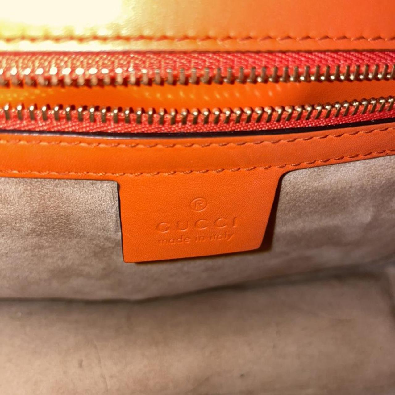 Gucci Sylvie in Orange with ribbon and strap, barely... - Depop
