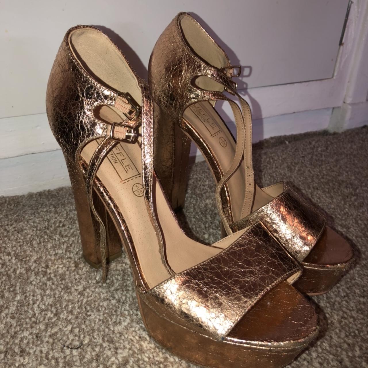 Gorgeous Rose Gold Platform heels size 5. Worn once... - Depop