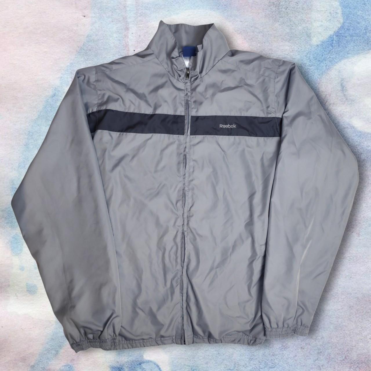 Reebok shell jacket in grey & black Small logo... - Depop