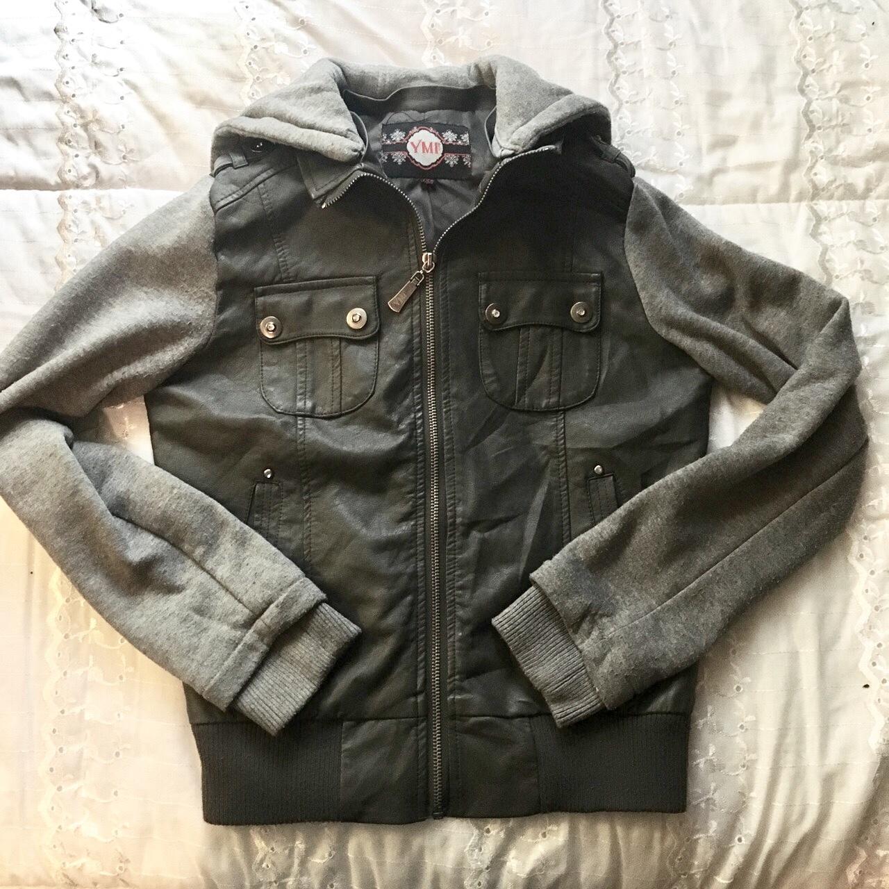 Grunge grey faux leather jacket! #grunge... - Depop